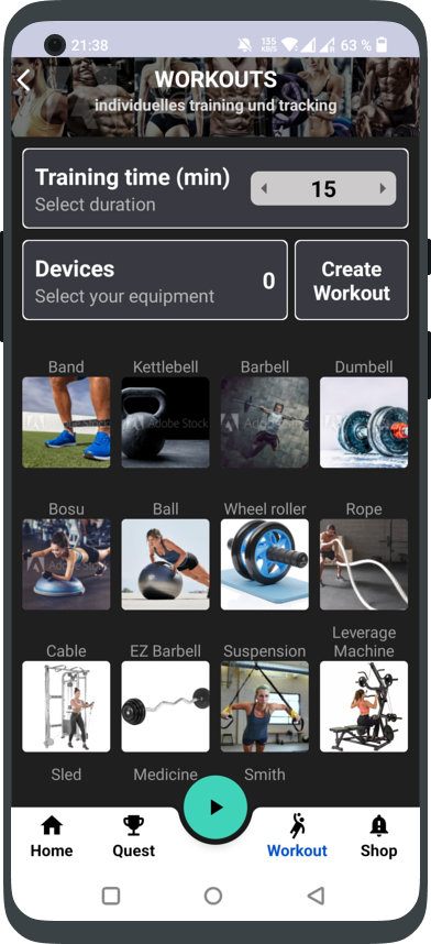 YouGym App | Workouts, Leagues, Quests, Tracking